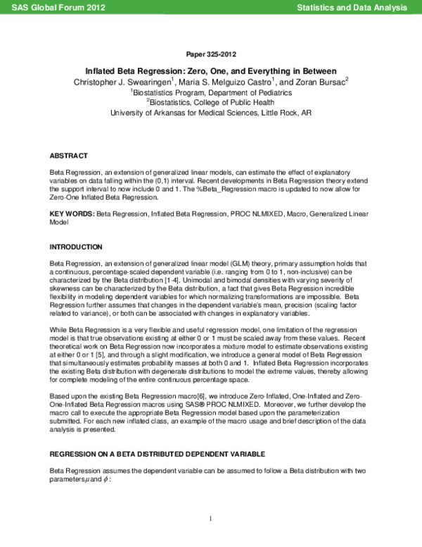 (PDF) Inflated Beta Regression: Zero, One, and Everything in Between