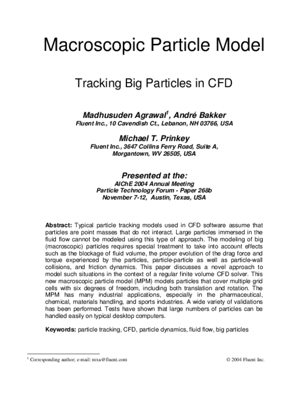 (PDF) Macroscopic Particle Model Tracking Big Particles in CFD