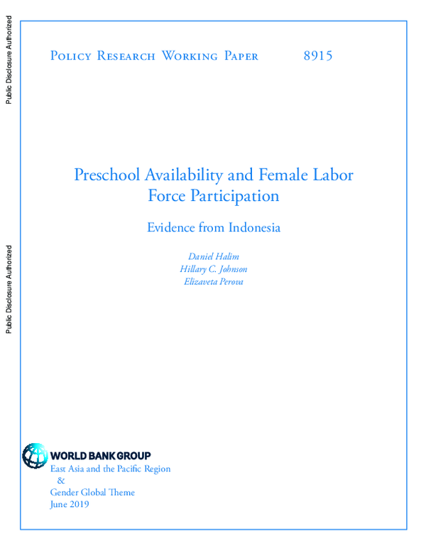 (PDF) Preschool Availability and Female Labor Force Participation: Evidence from Indonesia
