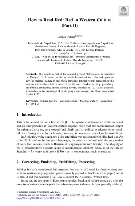 (PDF) How to Read Red: Red in Western Culture (Part II)