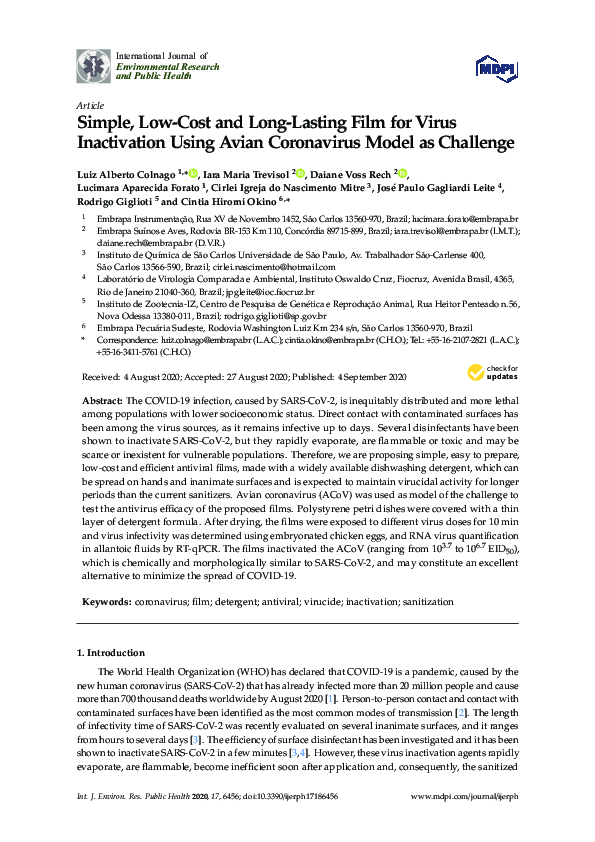 (PDF) Simple, Low-cost and Semi-permanent Film for Virus Inactivation ...