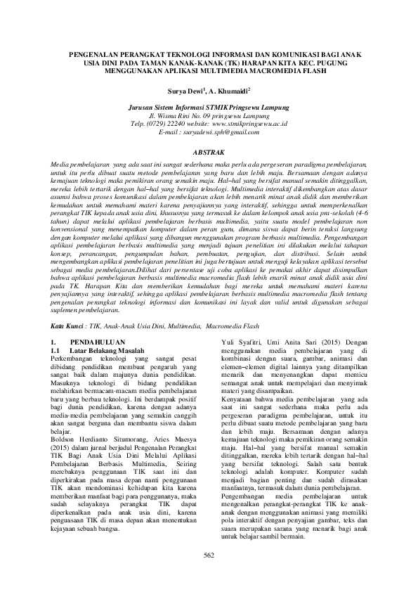 (PDF) Pengenalan Perangkat Teknologi Informasi Dan Komunikasi Bagi Anak Usia Dini Pada Taman ...