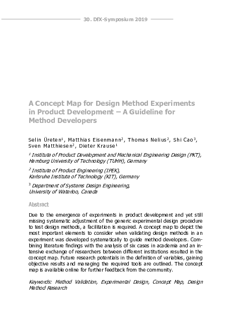 (PDF) A Concept Map for Design Method Experiments in Product ...