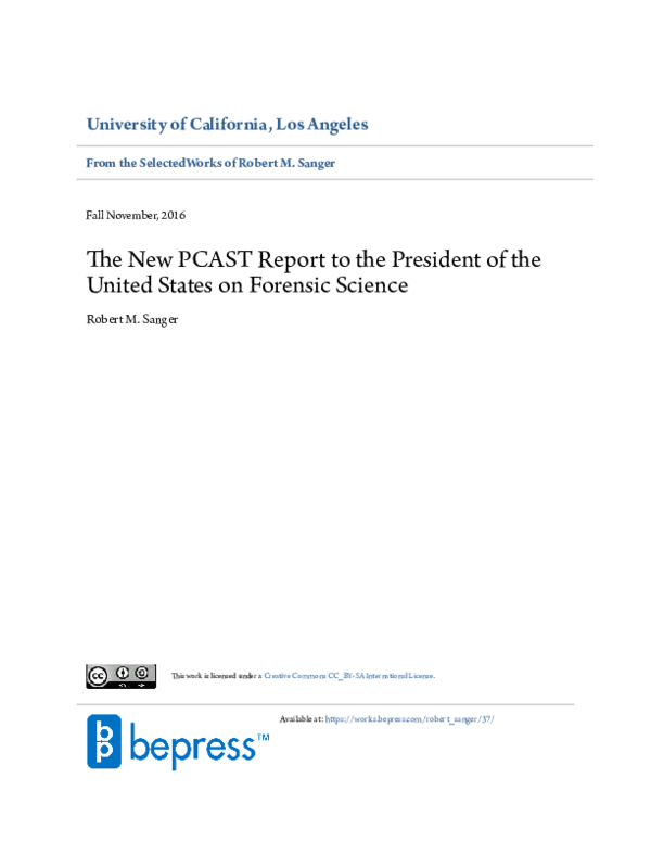(PDF) The New PCAST Report to the President of the United States on ...