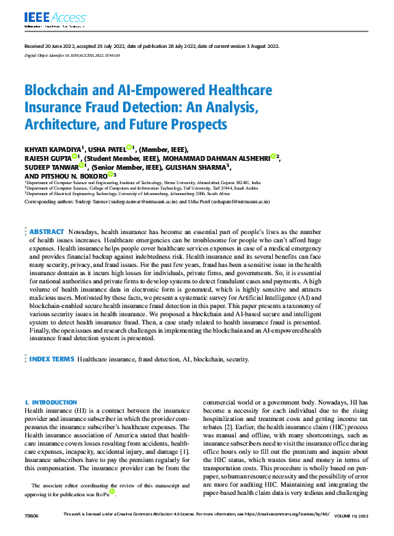 (PDF) Blockchain and AI-Empowered Healthcare Insurance Fraud Detection: an Analysis ...