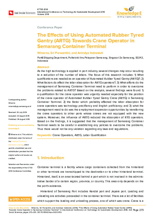 (PDF) The Effects of Using Automated Rubber Tyred Gantry (ARTG) Towards Crane Operator in ...