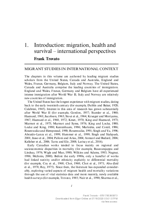 (PDF) Introduction: migration, health and survival – international ...