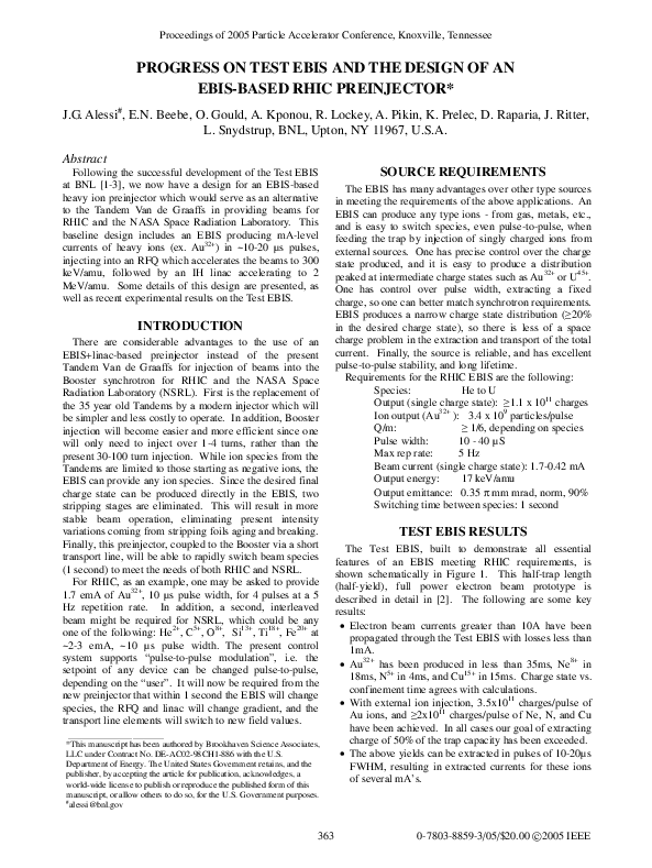 (PDF) Progress on Test EBIS and the Design of an EBIS-Based RHIC ...