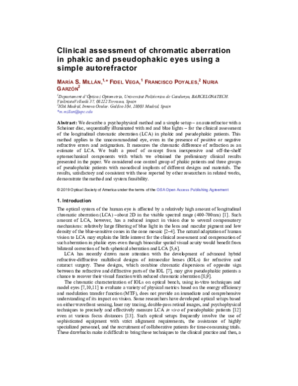 (PDF) Clinical assessment of chromatic aberration in phakic and ...