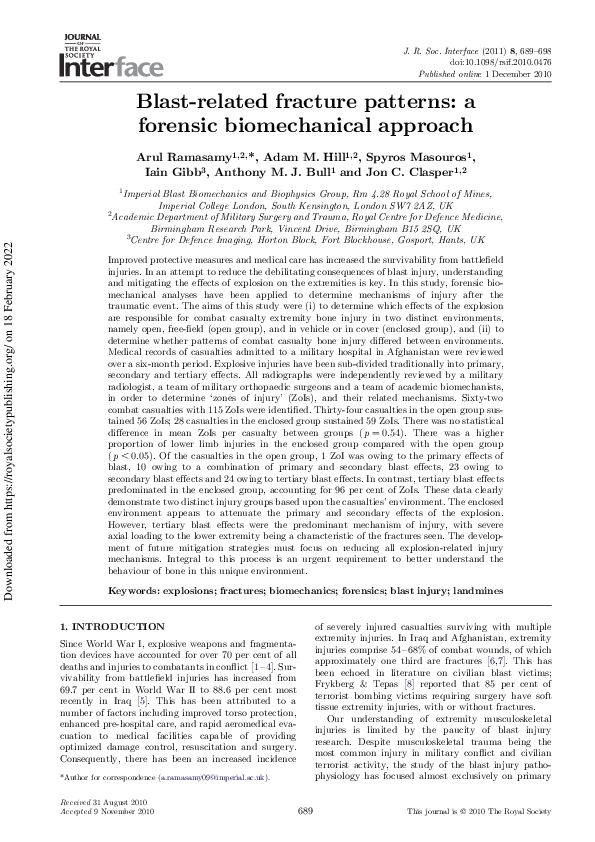(PDF) Blast-related fracture patterns: a forensic biomechanical ...
