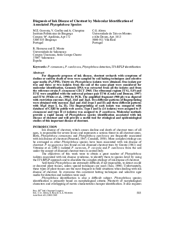 (PDF) Diagnosis of Ink Disease of Chestnut by Molecular Identification ...