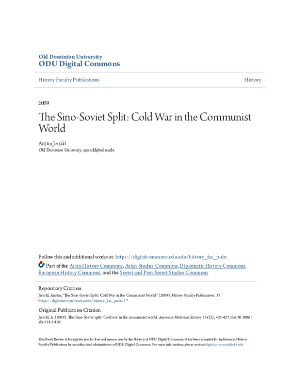 (PDF) The Sino‐Soviet Split: Cold War in the Communist World ...