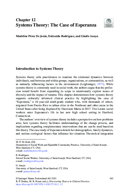 (PDF) Systems Theory: The Case of Esperanza