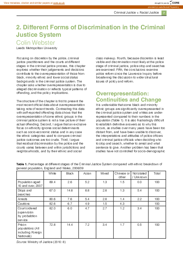 (PDF) Different Forms of Discrimination in the Criminal Justice System