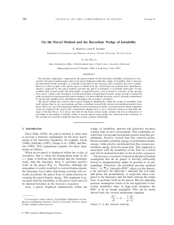 (PDF) On the Parcel Method and the Baroclinic Wedge of Instability