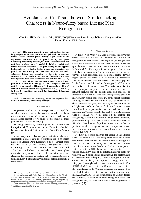 (PDF) Avoidance of confusion between Similar looking Characters in ...