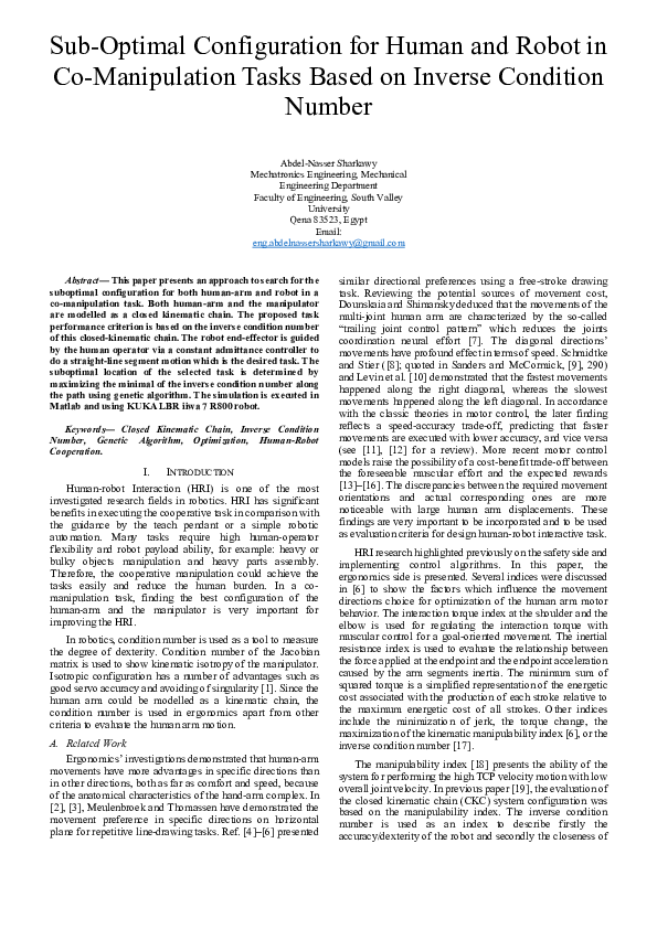 (PDF) Sub-Optimal Configuration for Human and Robot in Co-Manipulation ...