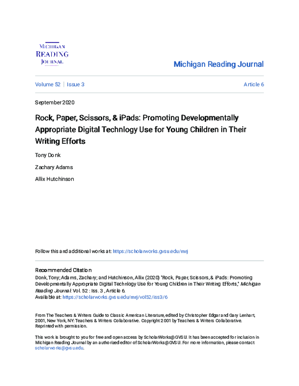 (PDF) Rock, Paper, Scissors, & iPads: Promoting Developmentally ...