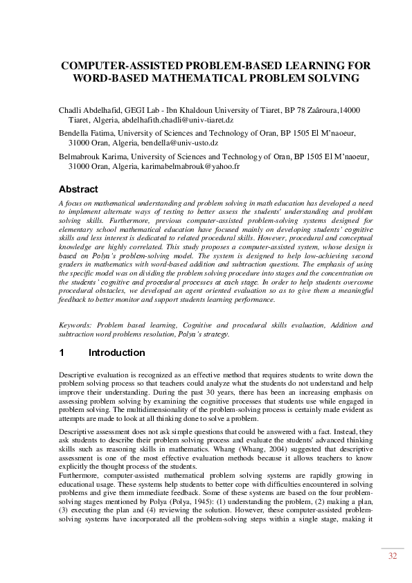 (PDF) Computer-Assisted Problem-Based Learning for Word-Based ...