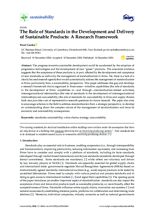 (PDF) The Role of Standards in the Development and Delivery of ...