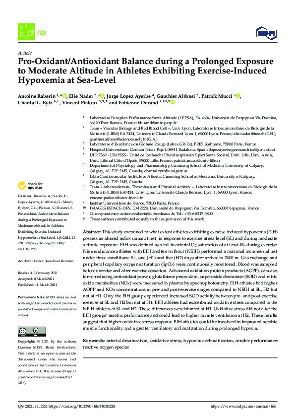 (PDF) Pro-Oxidant/Antioxidant Balance during a Prolonged Exposure to ...