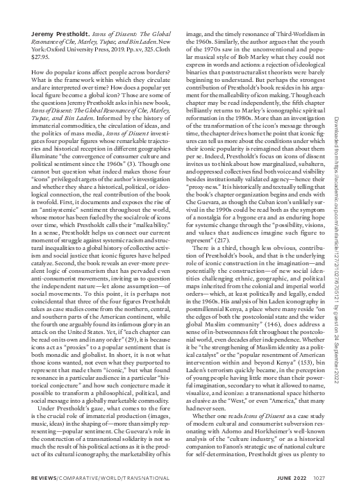 (PDF) American Historical Review review of Icons of Dissent, Yohann Ripert