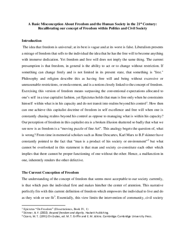 (PDF) A Basic Misconception About Freedom and the Human Society in the ...