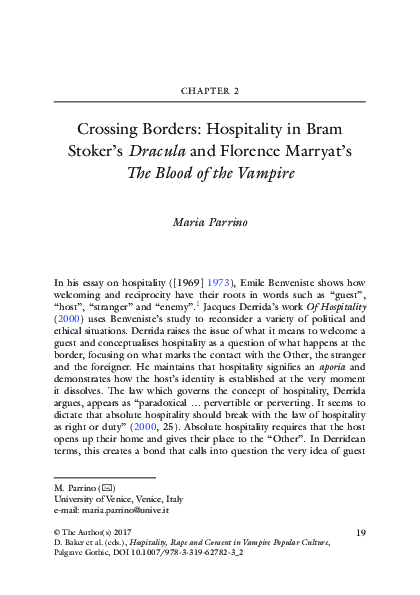 Crossing Borders: Hospitality in Bram Stoker’s Dracula and Florence ...
