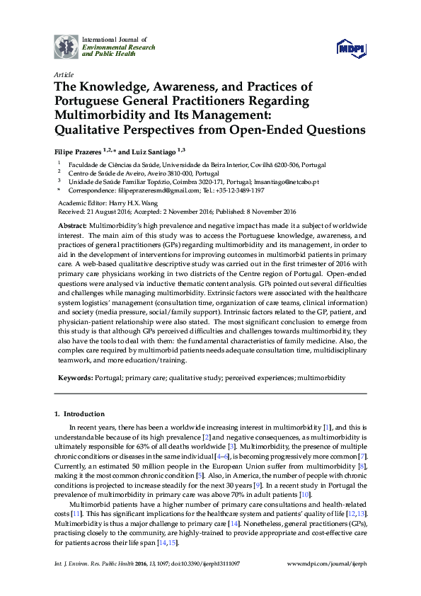(PDF) The Knowledge, Awareness, and Practices of Portuguese General Practitioners Regarding ...