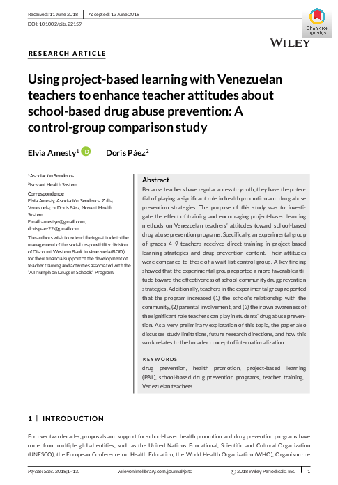 (PDF) Using project-based learning with Venezuelan teachers to enhance ...