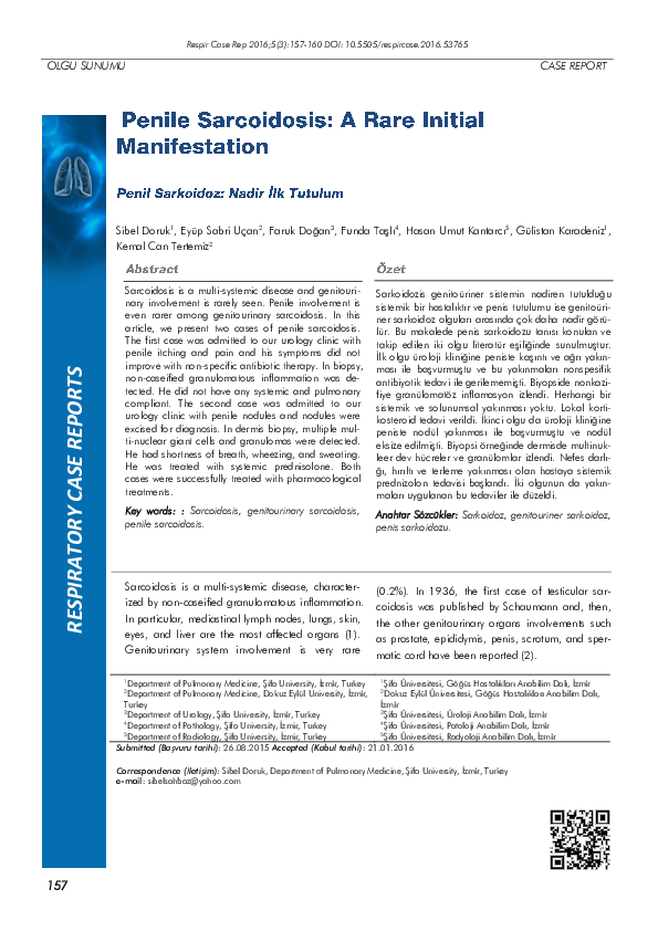 (PDF) Penile Sarcoidosis: A Rare Initial Manifestation