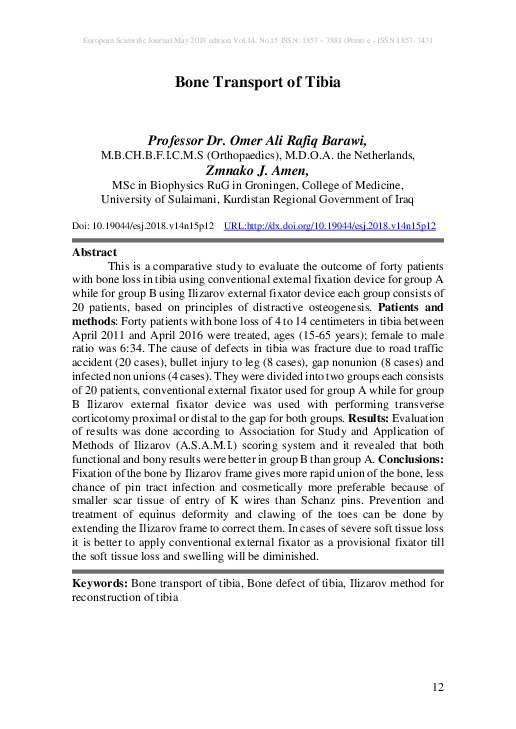 (PDF) Bone Transport of Tibia