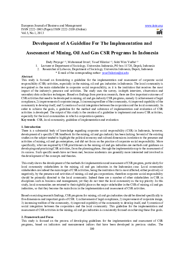 (PDF) Development of A Guideline For The Implementation and Assessment ...
