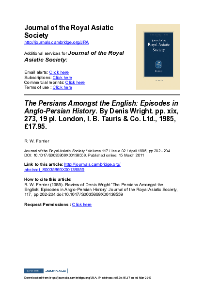 (PDF) The Persians amongst the English: Episodes in Anglo-Persian History