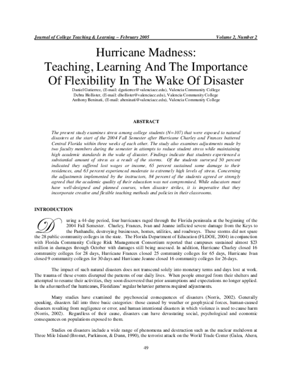 (PDF) Hurricane Madness: Teaching, Learning And The Importance Of ...