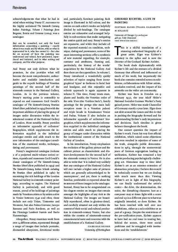 (PDF) Gerhard Richter: A Life in Painting by Dietmar Elger (Trans ...