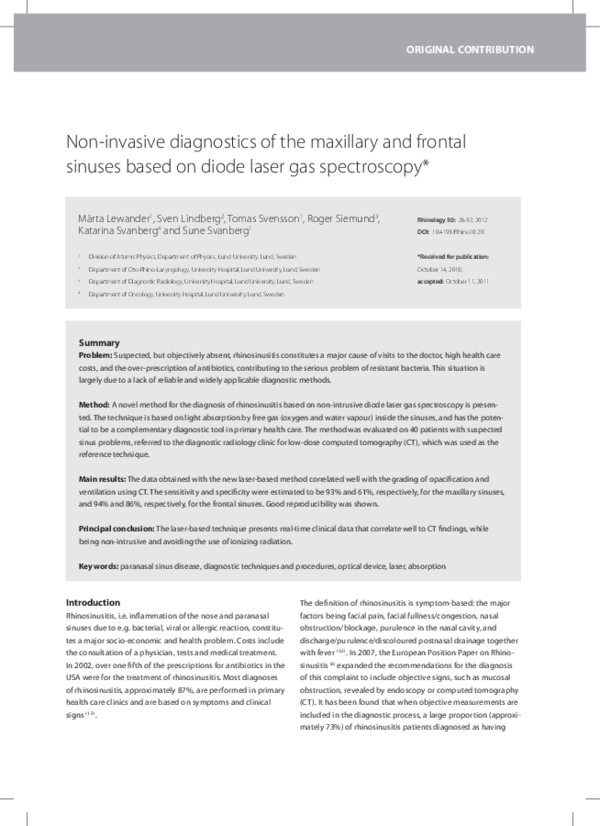 (PDF) Non-invasive diagnostics of the maxillary and frontal sinuses ...