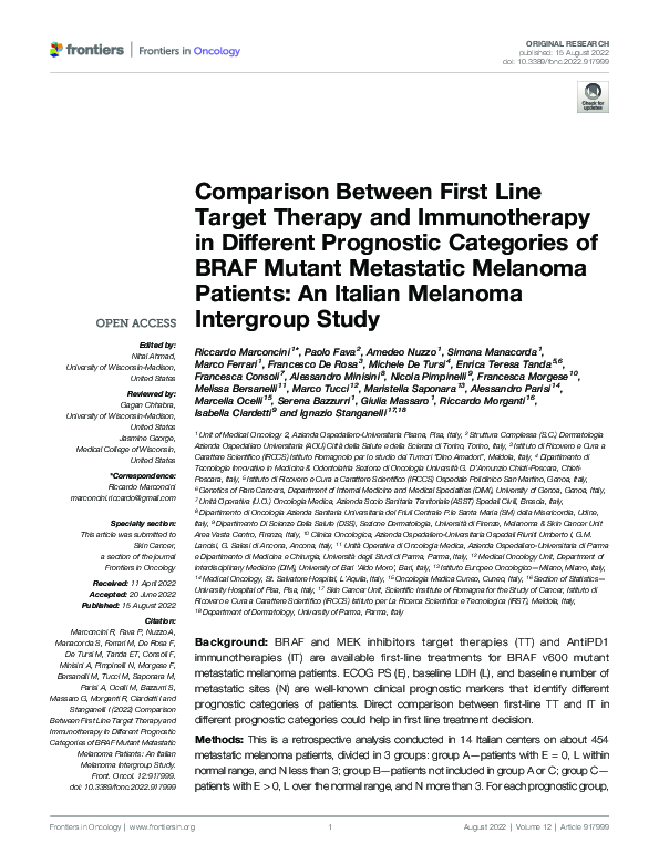 (PDF) Comparison Between First Line Target Therapy and Immunotherapy in ...