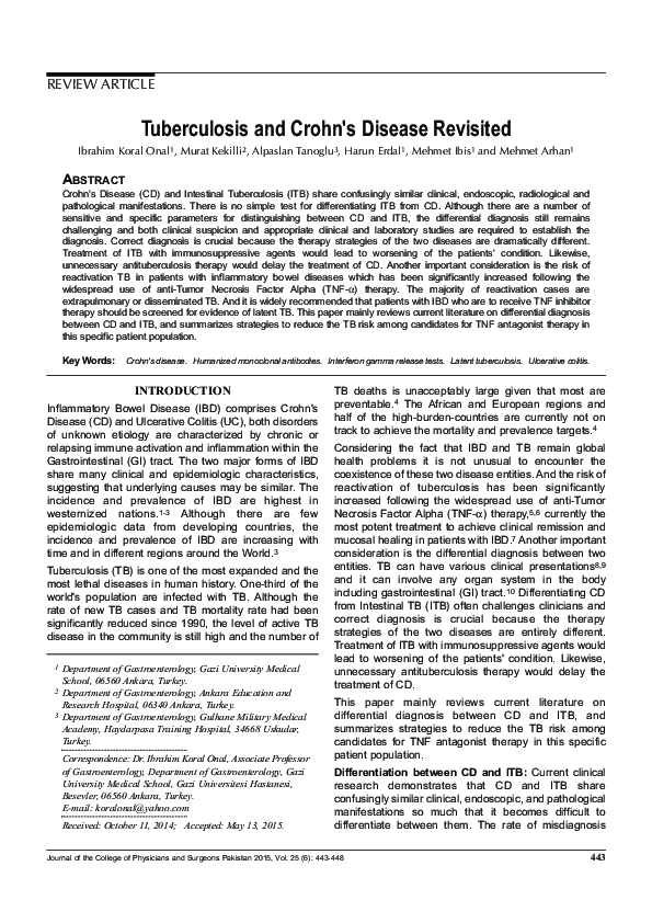 (PDF) Tuberculosis and Crohn's Disease Revisited