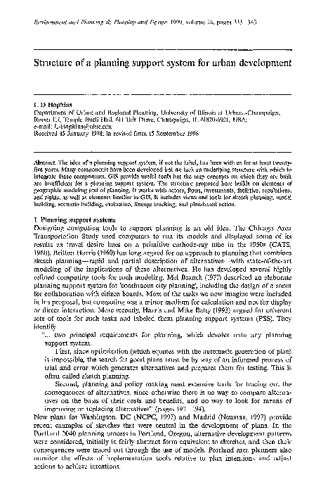 (PDF) Structure of a planning support system for urban development