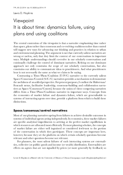(PDF) It is about time: dynamics failure, using plans and using coalitions