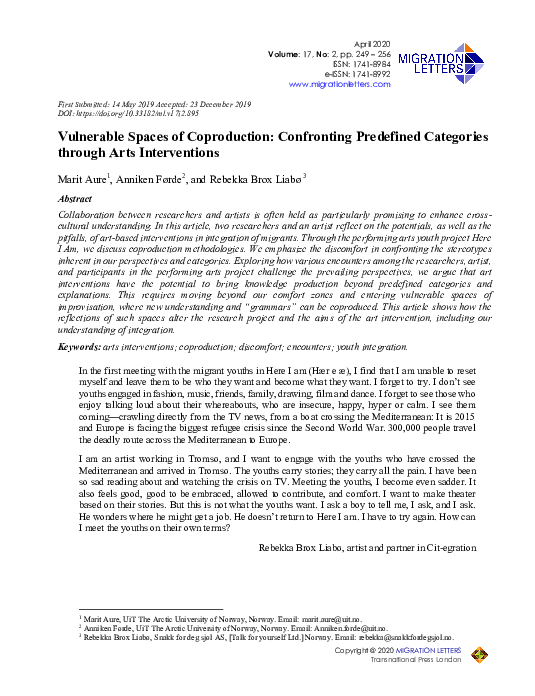 (PDF) Vulnerable Spaces of Coproduction: Confronting Predefined ...