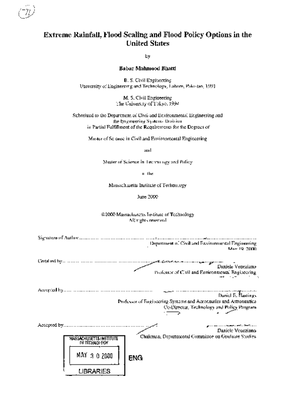 (PDF) Extreme rainfall, flood scaling and flood policy options in the ...