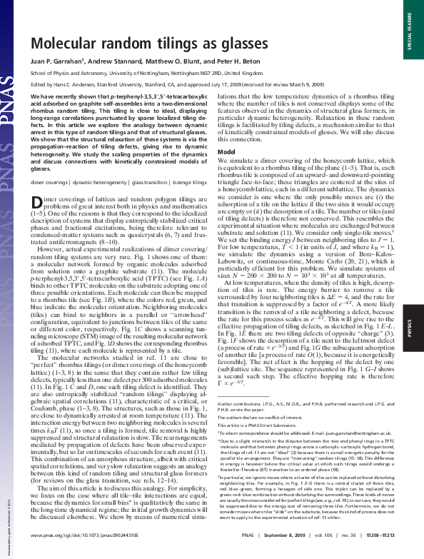 (PDF) Dynamic Behavior of Molecular Random Tilings
