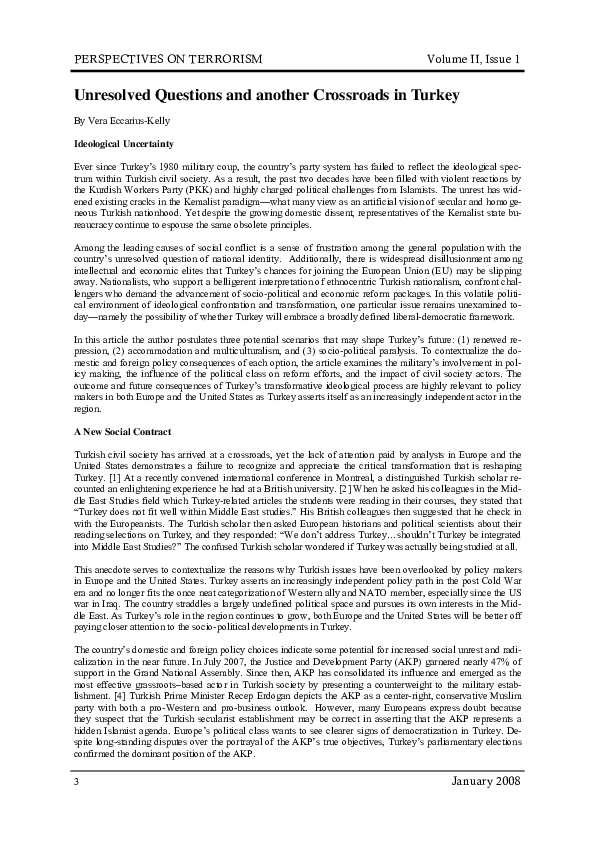 (PDF) Unresolved Questions and another Crossroads in Turkey