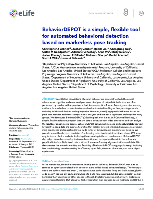 Pdf Behaviordepot Is A Simple Flexible Tool For Automated Behavioral Detection Based On