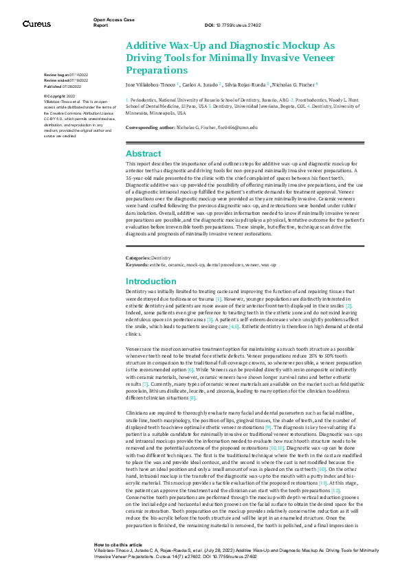 (PDF) Additive Wax-Up and Diagnostic Mockup As Driving Tools for ...