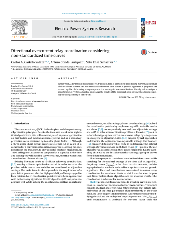 Pdf Directional Overcurrent Relay Coordination Considering Non Standardized Time Curves