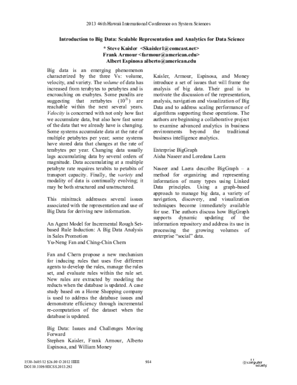 (PDF) Introduction to Big Data: Scalable Representation and Analytics ...