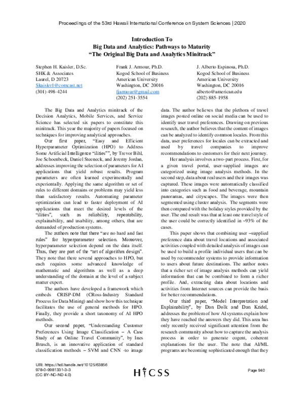 Pdf Introduction To The Minitrack On Big Data And Analytics Pathways To Maturity